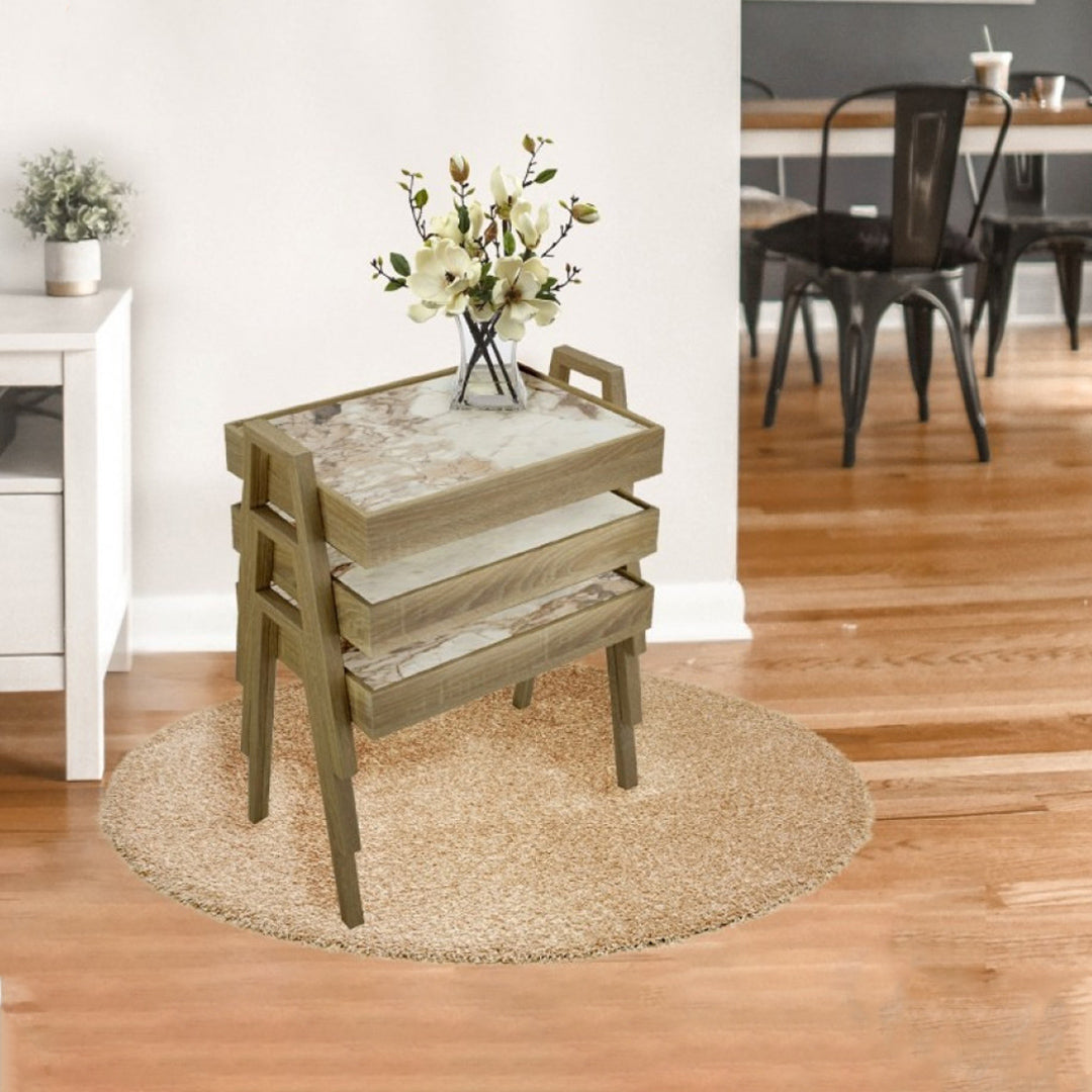 Versatile 3-Piece Wooden Rectangular (Turkish) Nesting Table Set ...