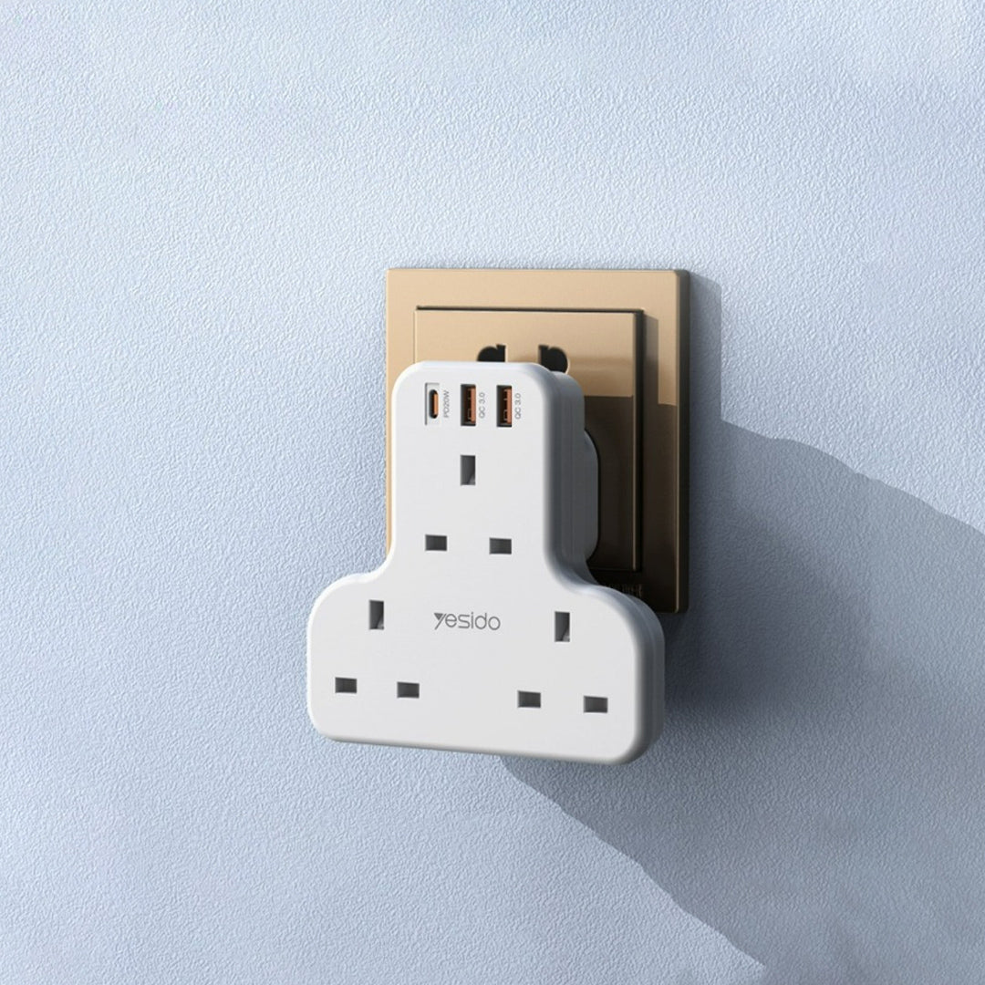 Yesido-MC15 power socket 3250w Multi-Plug 6 in 1 With 2 USB and 20W US ...